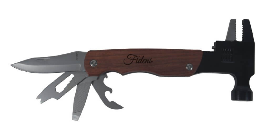 6.75″ Laser Etched Hammer Multi-Tool with Wood Handle | Prestige Glassware